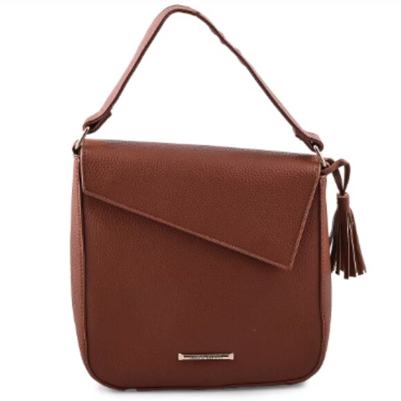 Alexis Bendel | Bags | Alexis Bendel Brown Faux Leather Asymmetric Flap ...